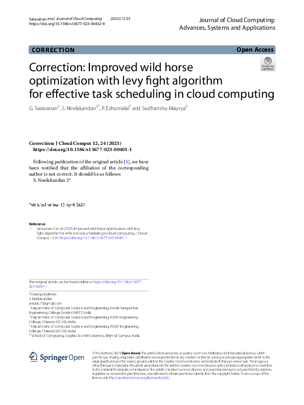 (PDF) Correction: Improved wild horse optimization with levy fight algorithm for effective task ...
