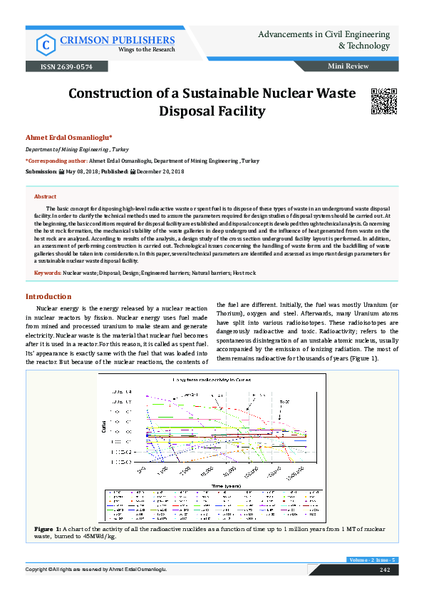 (PDF) Construction of a Sustainable Nuclear Waste Disposal Facility