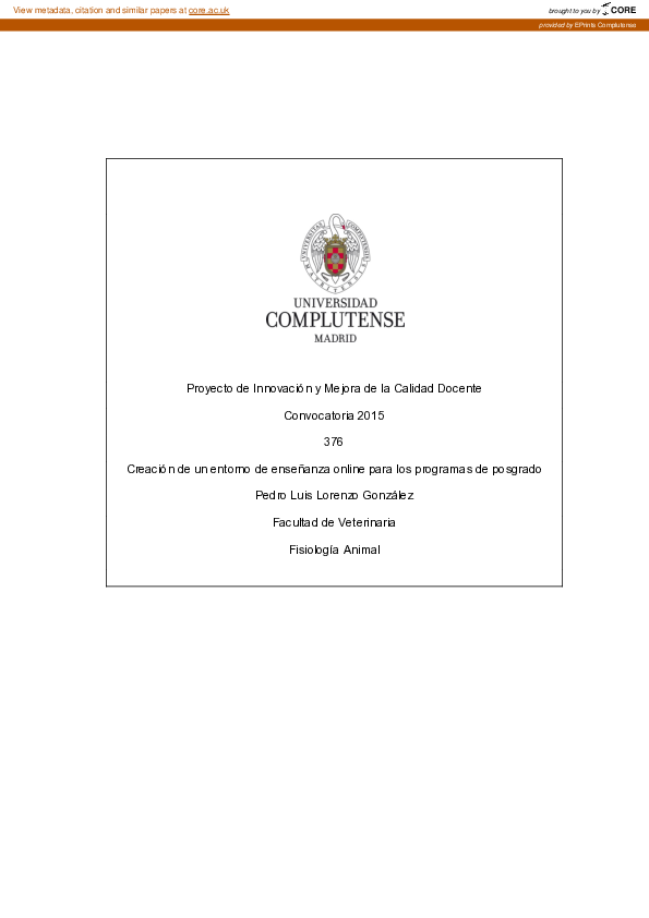 (PDF) Creación de un entorno de enseñanza online para los programas de posgrado