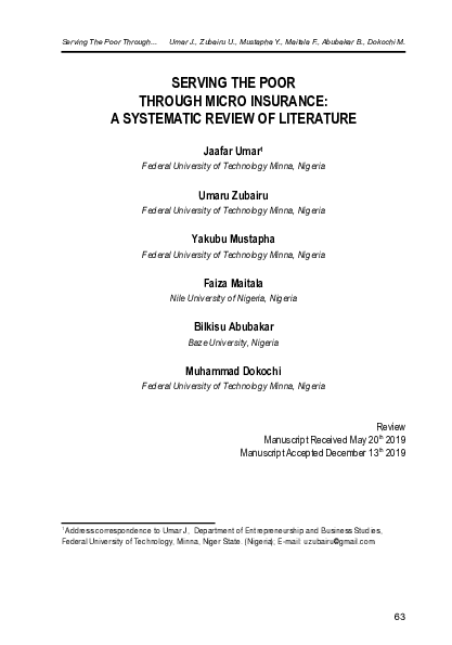 (PDF) Serving the Poor Through Micro Insurance: A Systematic Review of ...