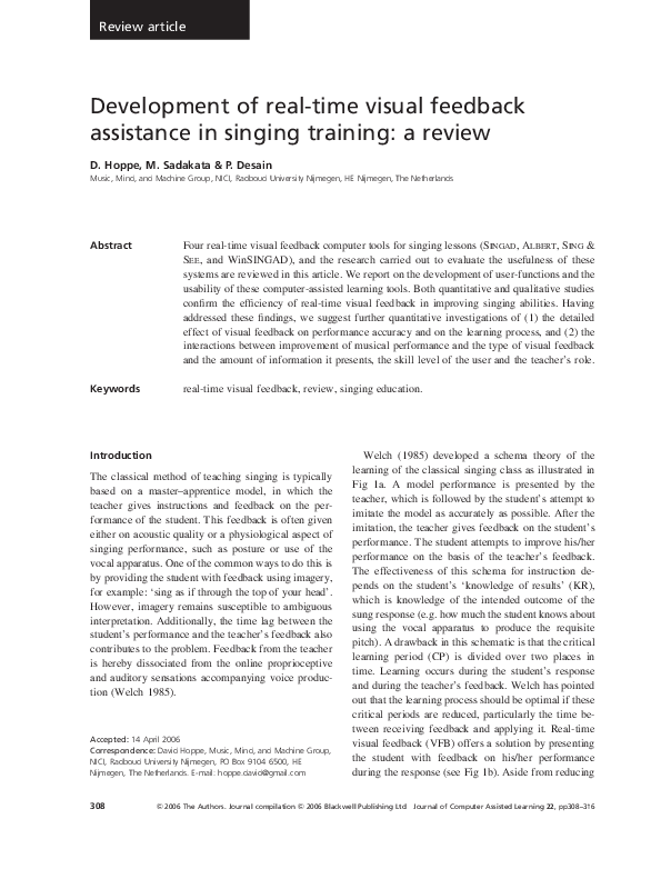 (PDF) Development of real‐time visual feedback assistance in singing ...