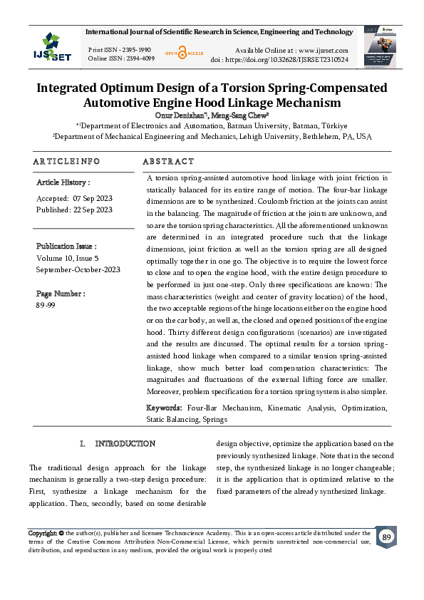 (PDF) Integrated Optimum Design of a Torsion Spring-Compensated ...