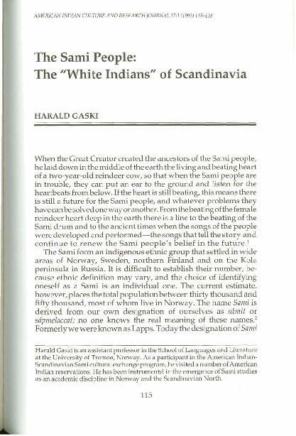 (PDF) The Sami People: The "White Indians" of Scandinavia