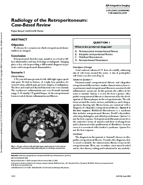 (PDF) Radiology of the Retroperitoneum: Case-Based Review