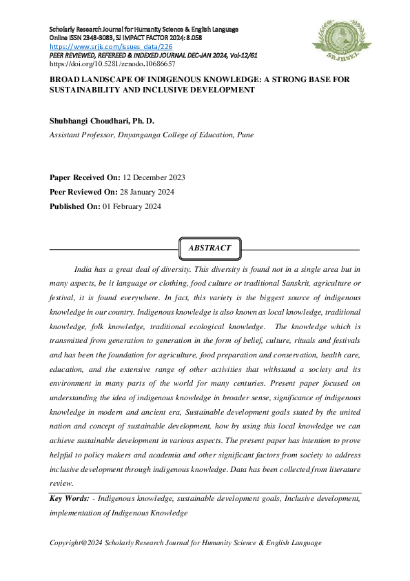 (PDF) BROAD LANDSCAPE OF INDIGENOUS KNOWLEDGE: A STRONG BASE FOR ...