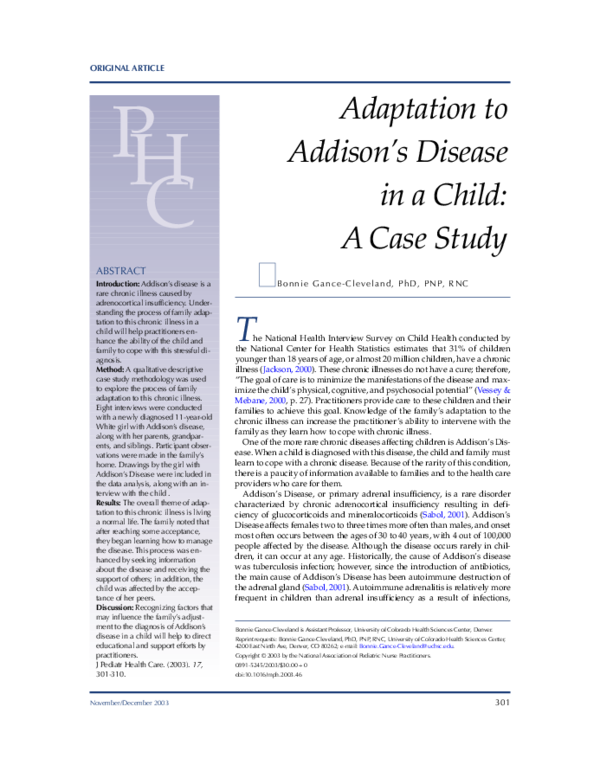 (PDF) Family Adaptation in Pediatric Addison's Disease