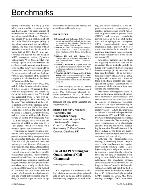 (PDF) Use of DAPI Staining for Quantitation of Cell Chemotaxis