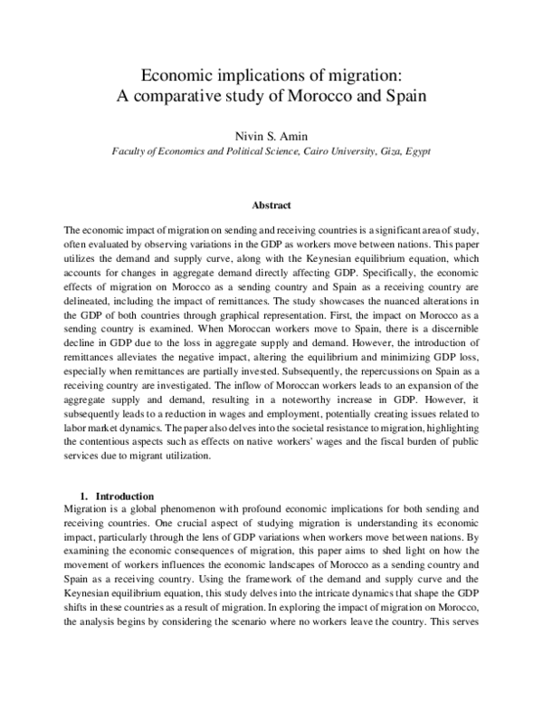 (PDF) Economic implications of migration: A comparative study of Morocco and Spain