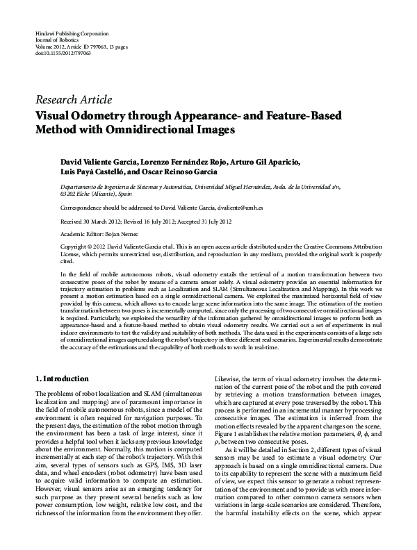 (PDF) Visual Odometry through Appearance- and Feature-Based Method with Omnidirectional Images