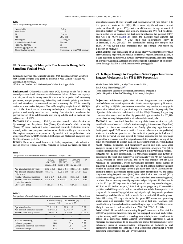 (PDF) Screening of Chlamydia Trachomatis Using Self-Sampling Vaginal Swab