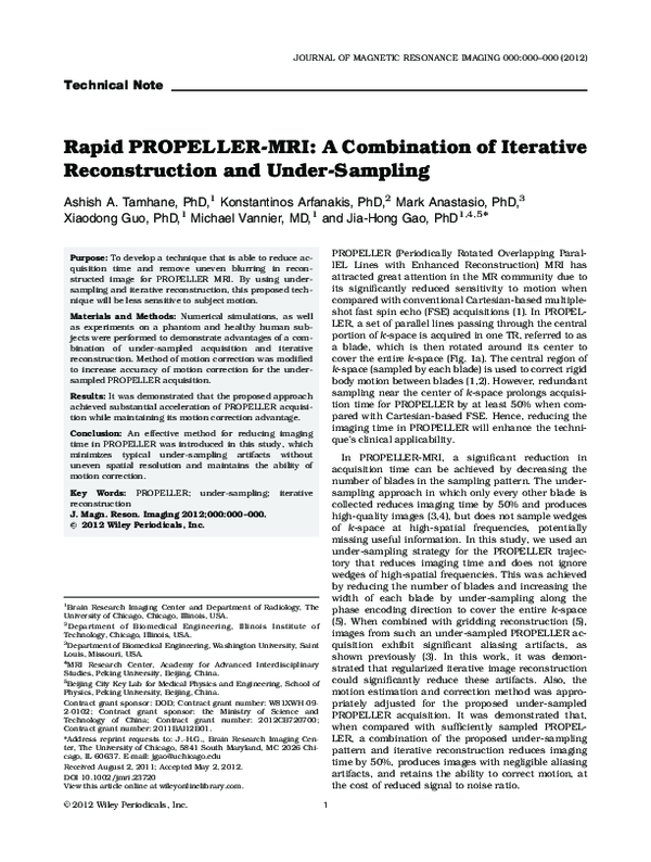 (PDF) Rapid PROPELLER-MRI: A combination of iterative reconstruction and under-sampling