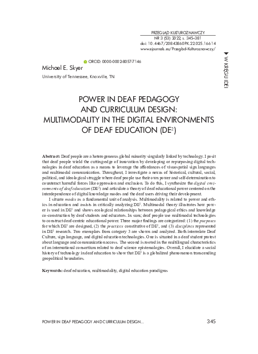 (PDF) Power in Deaf Pedagogy and Curriculum Design: Multimodality in ...
