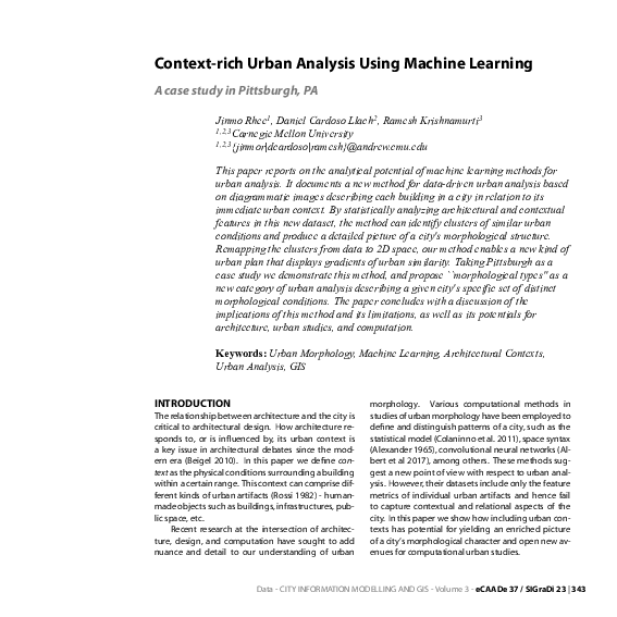 (PDF) Context-rich Urban Analysis Using Machine Learning - A case study ...