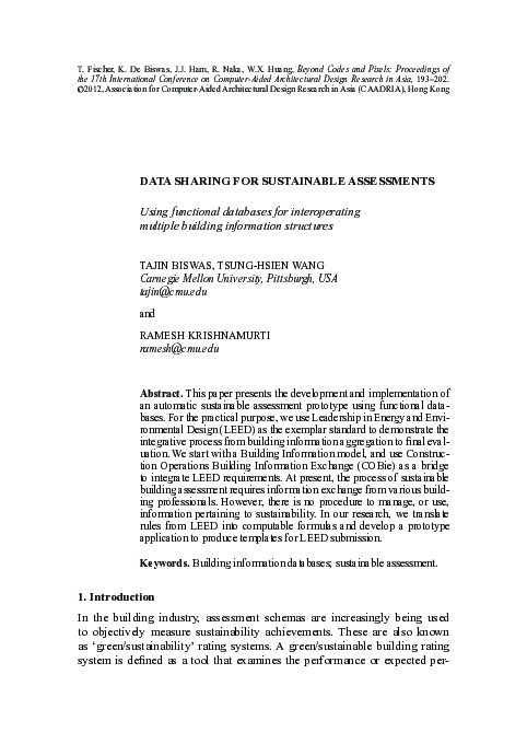 (PDF) Data sharing for sustainable assessments