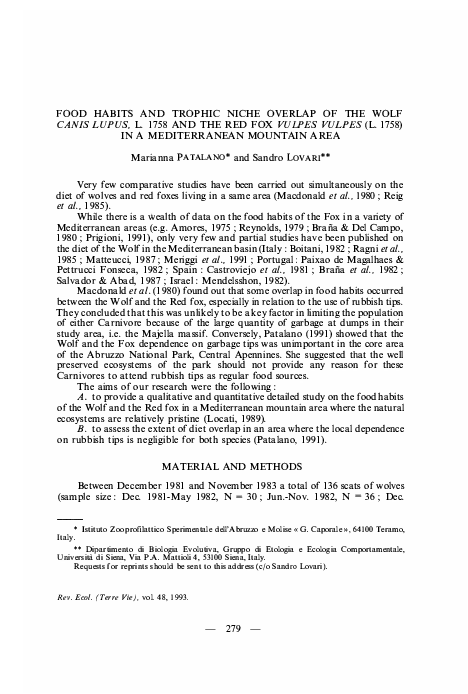 (PDF) Food habits and trophic niche overlap of the Wolf Canis lupus L ...