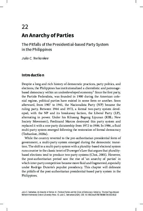 (PDF) An Anarchy of Parties: The Pitfalls of the Presidential-based ...