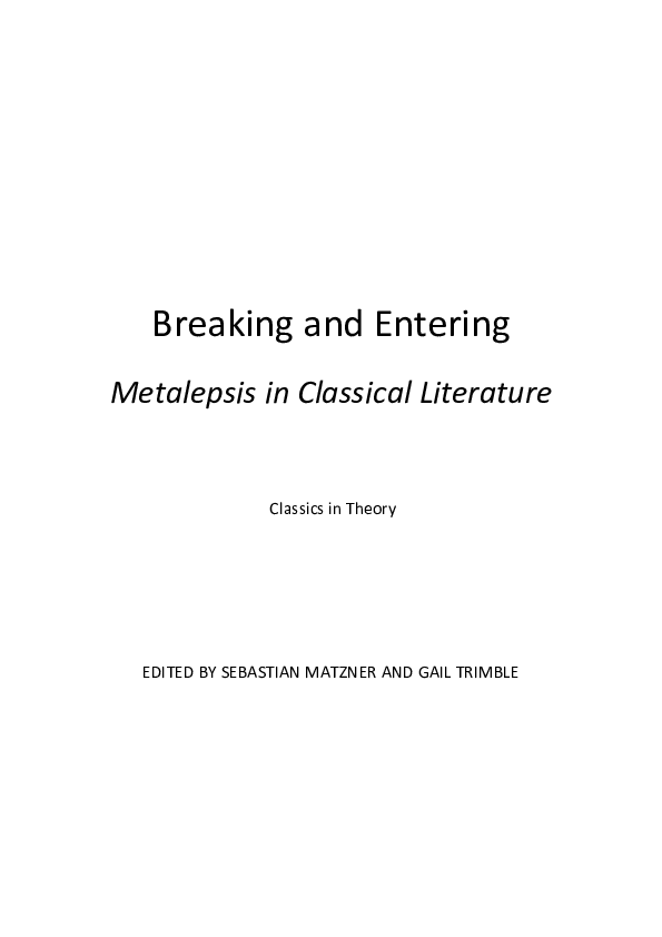 (PDF) Metalepsis, Grief, and Narrative in Aeneid 2