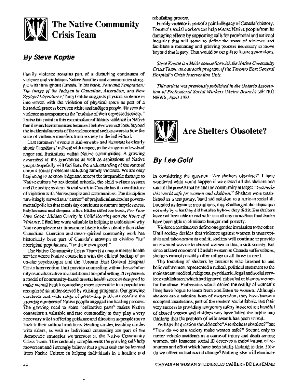 (PDF) The Native Community Crisis Team