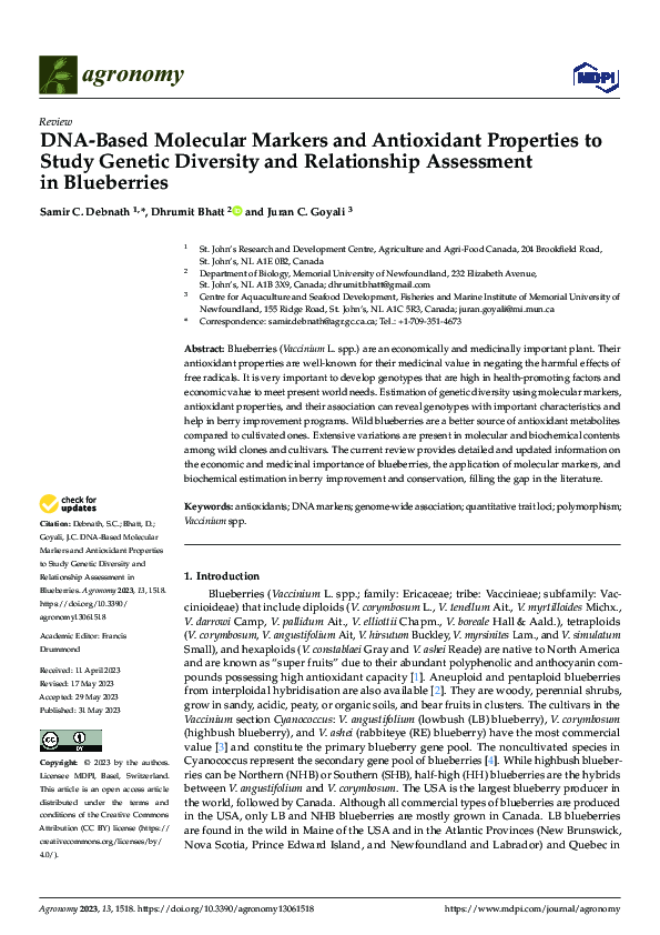 (PDF) DNA-Based Molecular Markers and Antioxidant Properties to Study ...