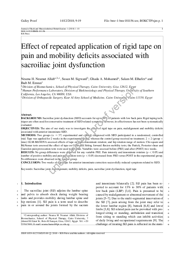 (PDF) Effect of repeated application of rigid tape on pain and mobility ...