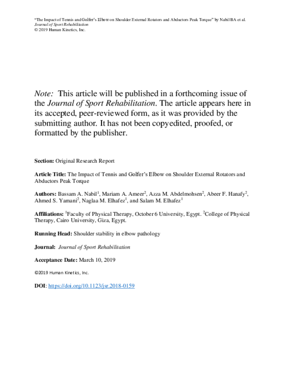 (PDF) The Impact of Tennis and Golfer’s Elbow on Shoulder External ...