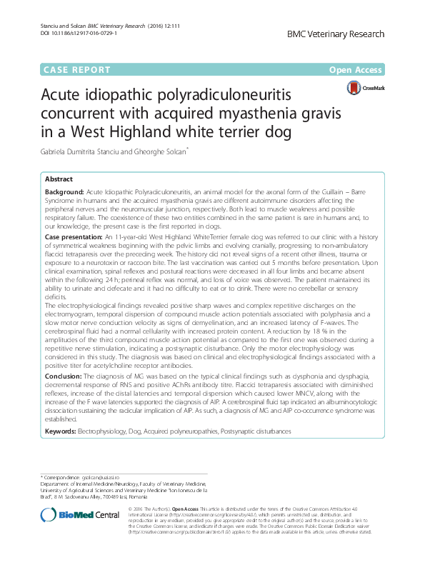(PDF) Acute idiopathic polyradiculoneuritis concurrent with acquired ...