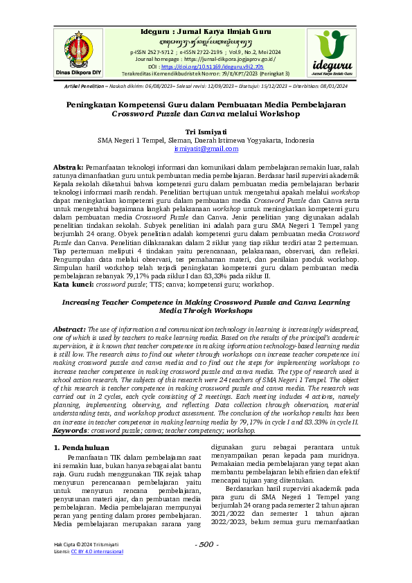 (PDF) Peningkatan Kompetensi Guru dalam Pembuatan Media Pembelajaran Crossword Puzzle dan Canva ...