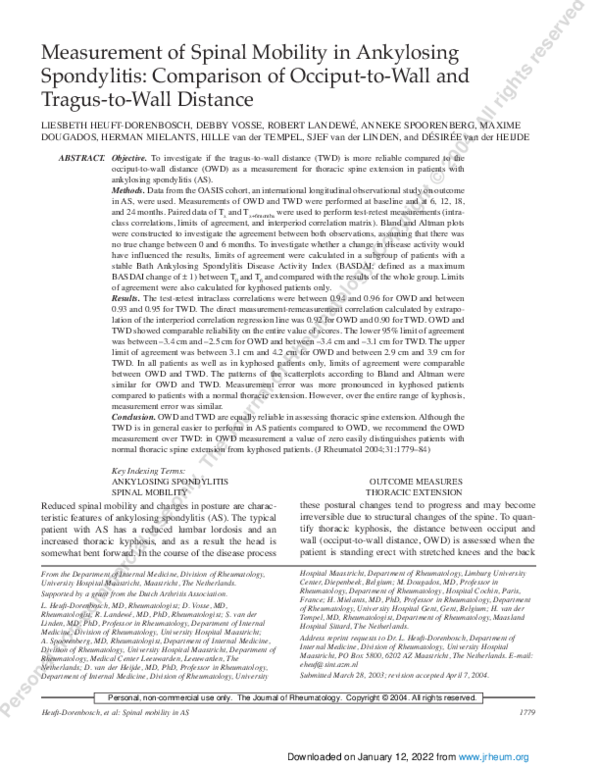 (PDF) The Journal of Rheumatology Volume 31, no. 9 occiput-to-wall and ...