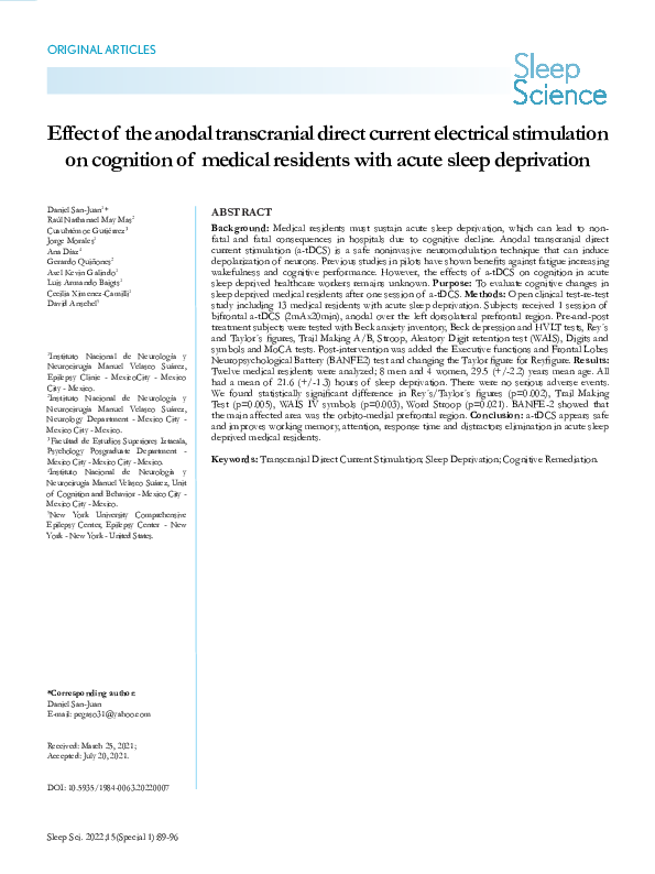 (PDF) Effect of the anodal transcranial direct current electrical ...
