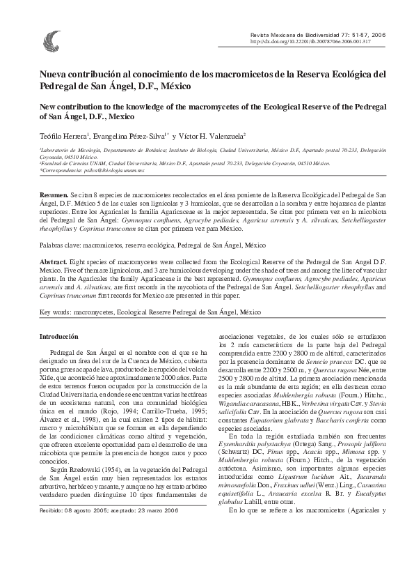 (PDF) Nueva contribución al conocimiento de los macromicentos de la Reserva Ecológica de ...
