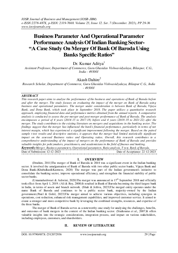(PDF) Business Parameter And Operational Parameter Performance Analysis Of Indian Banking Sector ...