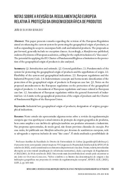 (PDF) Notas sobre a revisão da regulamentação europeia relativa à ...
