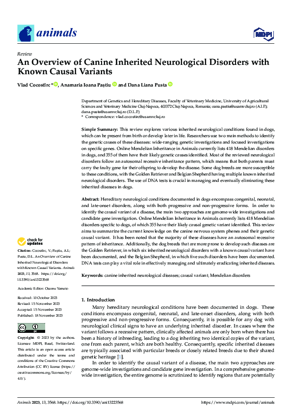(PDF) An Overview of Canine Inherited Neurological Disorders with Known ...