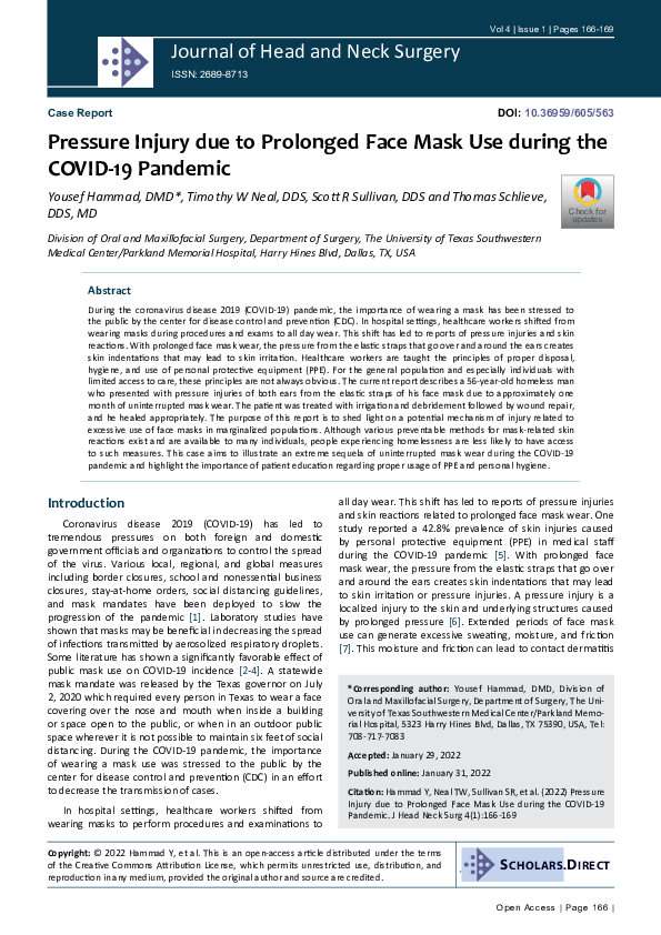 (PDF) Pressure Injury due to Prolonged Face Mask Use during the COVID ...