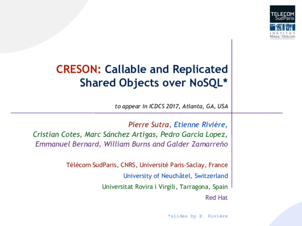 (PDF) CRESON: Callable and Replicated Shared Objects over NoSQL