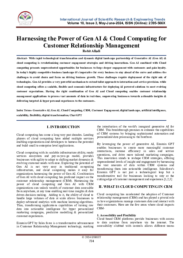 (PDF) Harnessing the Power of Gen AI & Cloud Computing for Customer Relationship Management