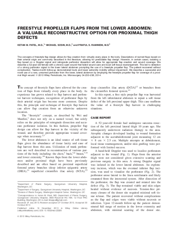 (PDF) Freestyle propeller flaps from the lower abdomen: A valuable ...
