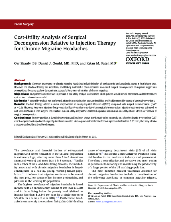 (PDF) Cost-Utility Analysis of Surgical Decompression Relative to ...