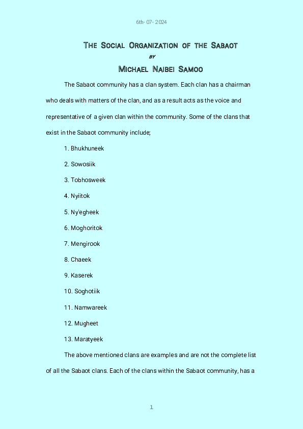 (PDF) Sabaot Clan system 1