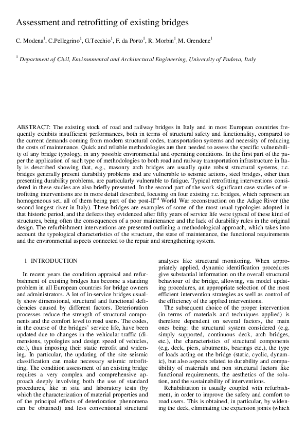 (PDF) Assessment and retrofitting of existing bridges