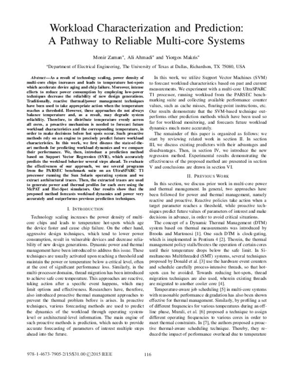 (PDF) Workload characterization and prediction: A pathway to reliable multi-core systems