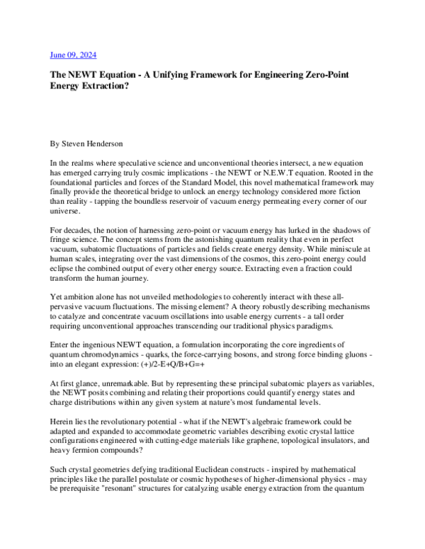 Pdf The Newt Equation A Unifying Framework For Engineering Zero