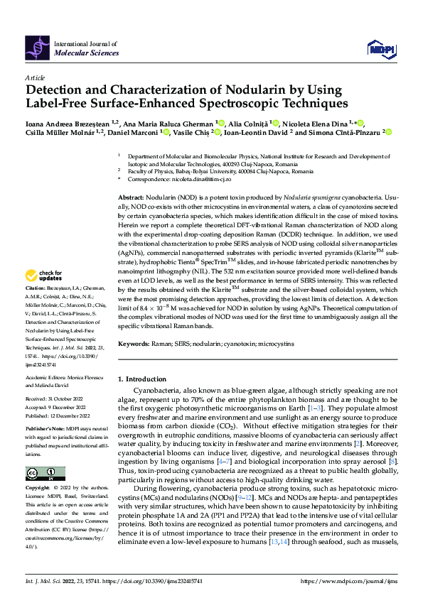 (PDF) Detection and Characterization of Nodularin by Using Label-Free Surface-Enhanced ...