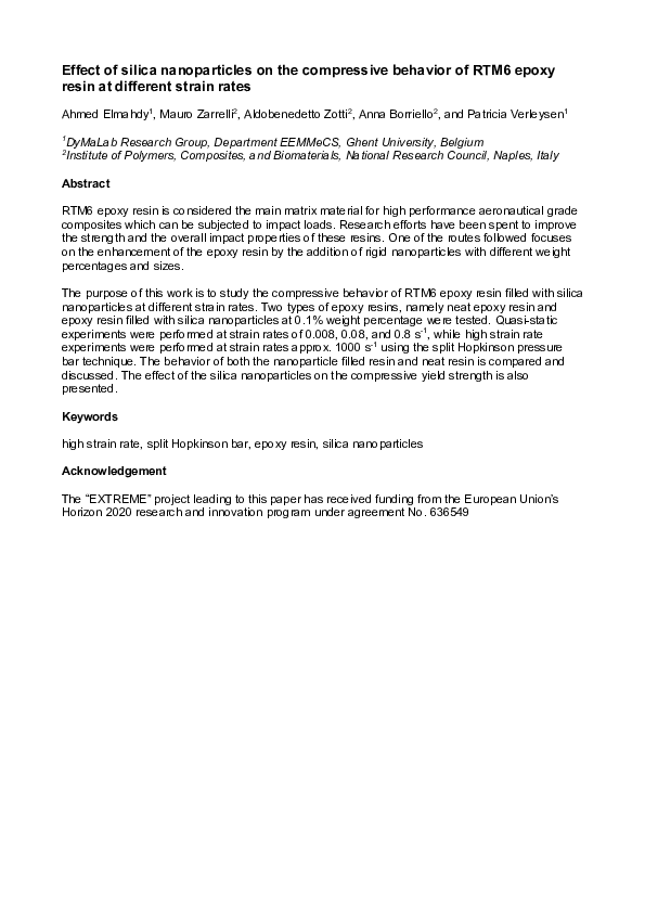 (PDF) Effect of silica nanoparticles on the compressive behavior of RTM6 epoxy resin at ...