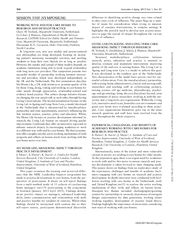 (PDF) My Home Life: Measuring Impact Through Practice Development