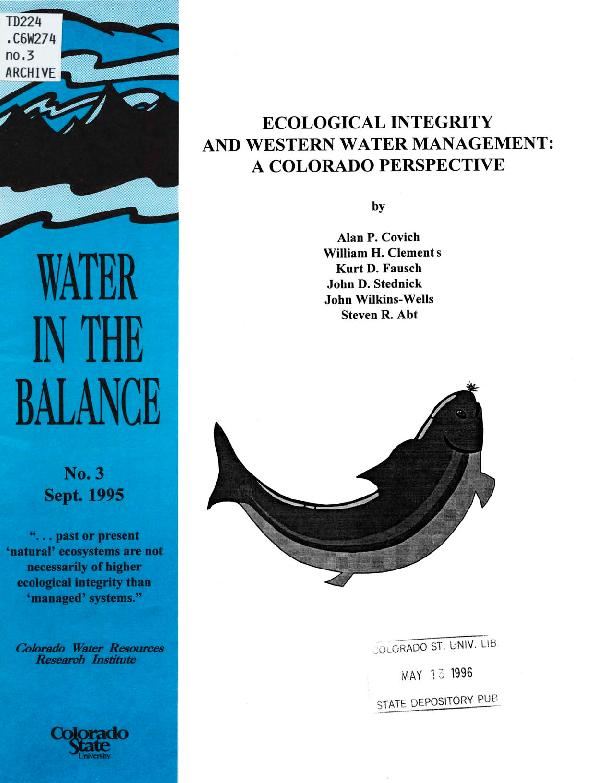 (PDF) Ecological integrity and western water management: a Colorado ...