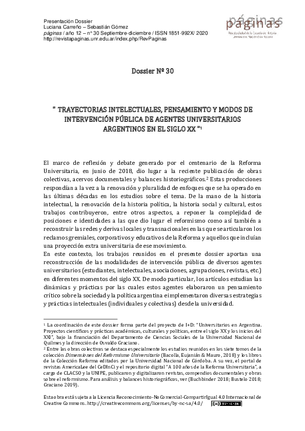 (PDF) Trayectorias intelectuales, pensamiento y modos de intervención ...
