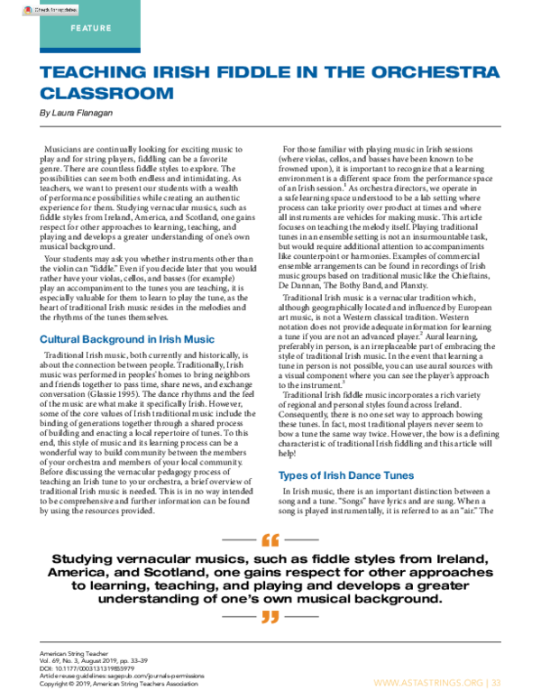 (PDF) Teaching Irish Fiddle in the Orchestra Classroom