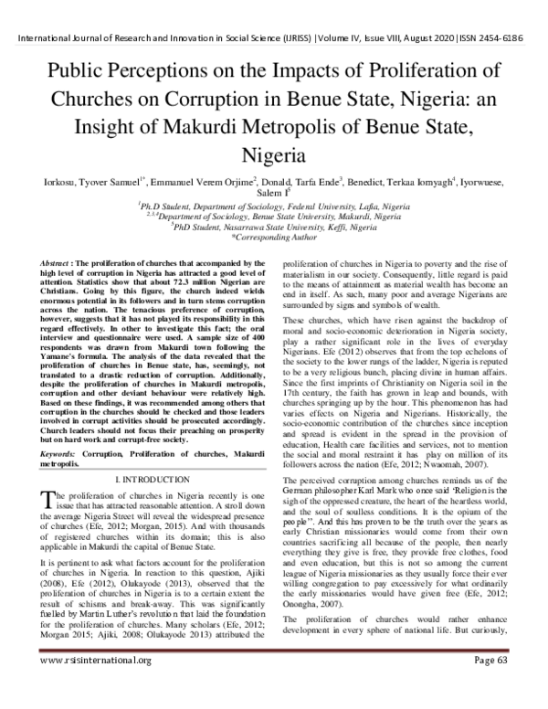 (PDF) Public Perceptions on the Impacts of Proliferation of Churches on ...