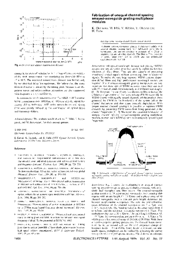 (PDF) Fabrication of unequal channel spacing arrayed-waveguide grating multiplexer modules